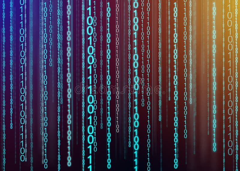 Digital Binary Data And Streaming Binary Code Background Matrix Background With 10 Stock Image