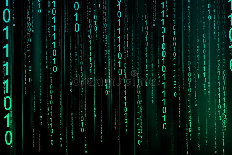 Digital Binary Data And Streaming Binary Code Background Matrix Background With 1 Stock Image