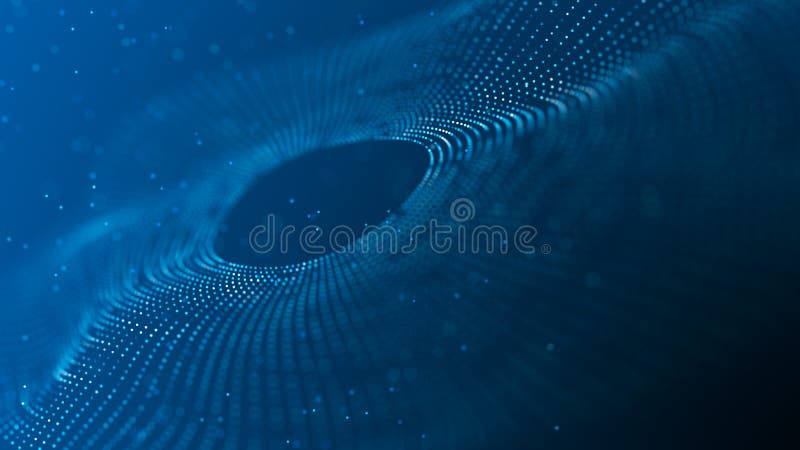 Digital Binary Data Tunnel. Abstract Connection of Dots on Dark Background. Concept of Network ...