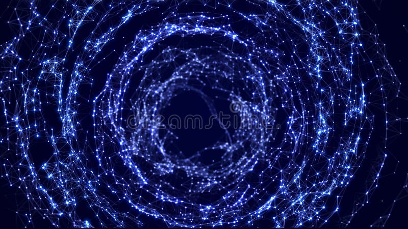 Digital Binary Data Tunnel Abstract Connection Of Dots And Lines On Dark Background Concept Of