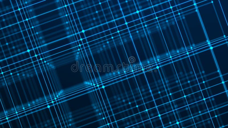 Digital Binary Data Tunnel. Abstract Connection of Dots and Lines on Dark Background. Concept of ...