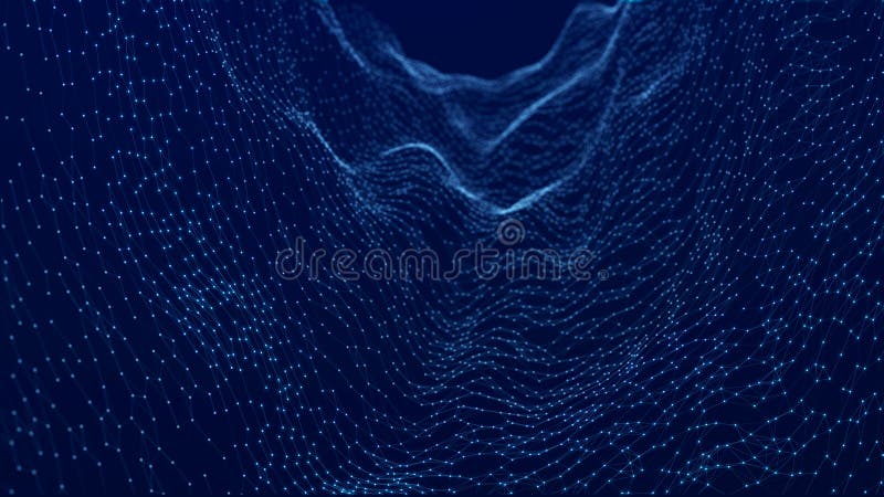 Digital Binary Data Tunnel. Abstract Connection of Dots and Lines on Dark Background. Concept of ...