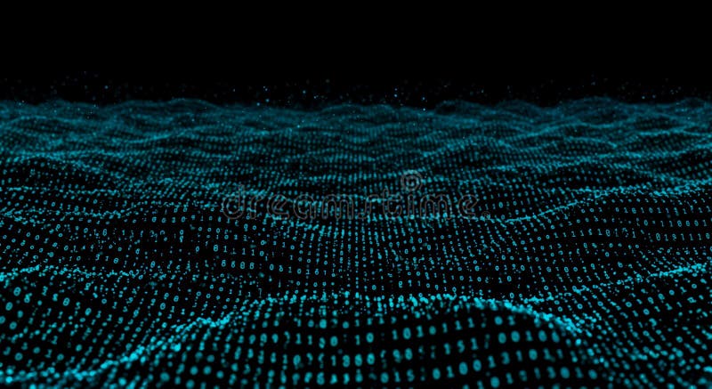 Digital Binary Data Visualized Forming a Wavy Three Dimensional Landscape Stock Illustration ...