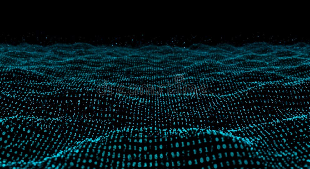 Digital Binary Data Visualized Forming a Wavy Three Dimensional Landscape Stock Illustration ...