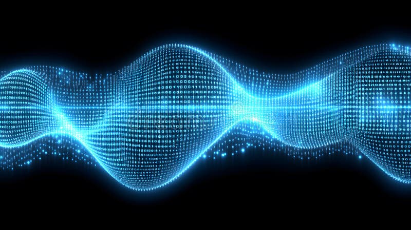 Digital Binary Stream Wave Abstract Data Flow, Technological Background, Futuristic Cyberspace ...