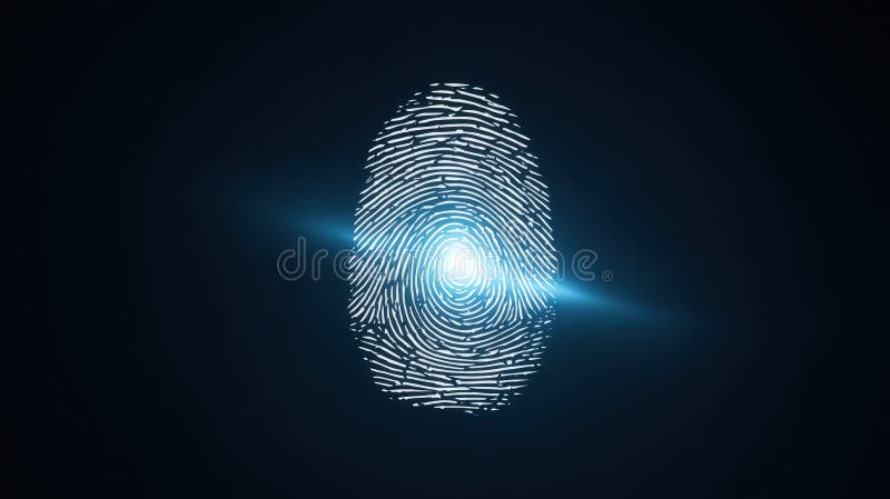 Digital Biometric Fingerprint with Futuristic Technology Glow Effect ...