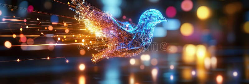 Digital Bird in Flight Abstract Digital Bird Glowing Technology ...