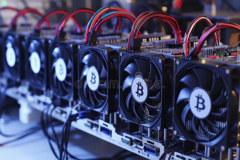 Digital Bitcoin Mining. Generate Ai Stock Illustration - Illustration ...