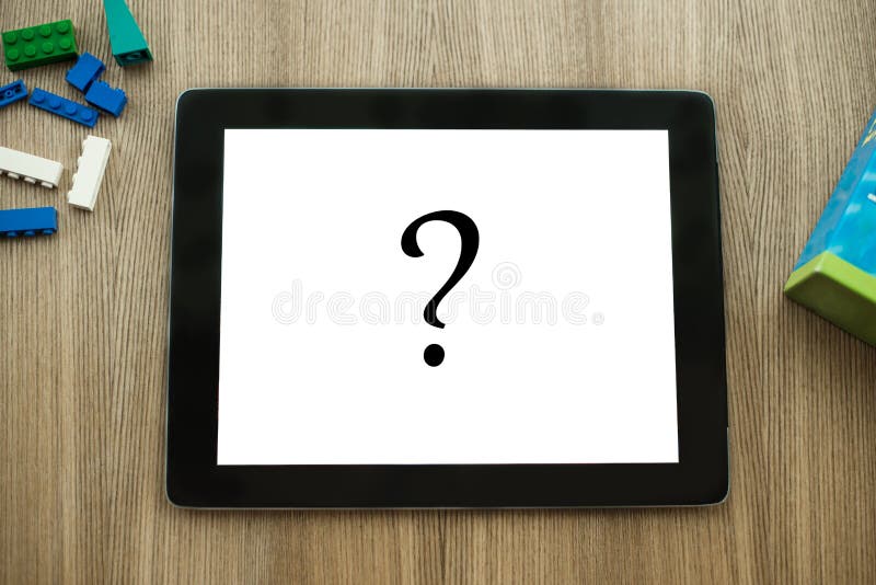 Digital Black Tablet Children Games Wooden Table Stock Image - Image of ...