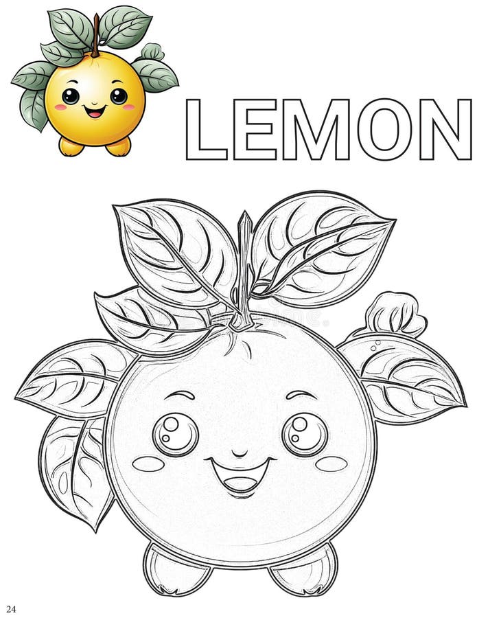 Digital Blank Illustration of a Lemon for a Coloring Book with the ...
