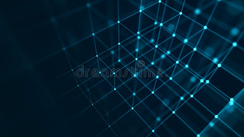 Digital Blockchain Concept. Data Storage in Separate Cells. Abstract Background with Dots and ...