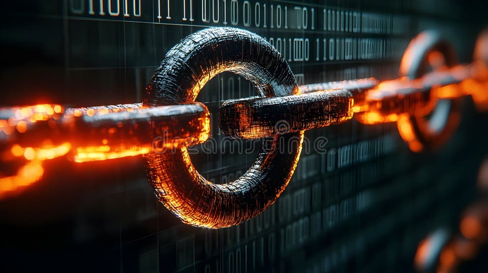 Digital Blockchain Connection with Binary Code Background Futuristic ...