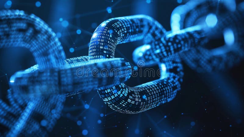 Digital Blockchain Links in Cyberspace Stock Image - Image of blue, connection: 314910577