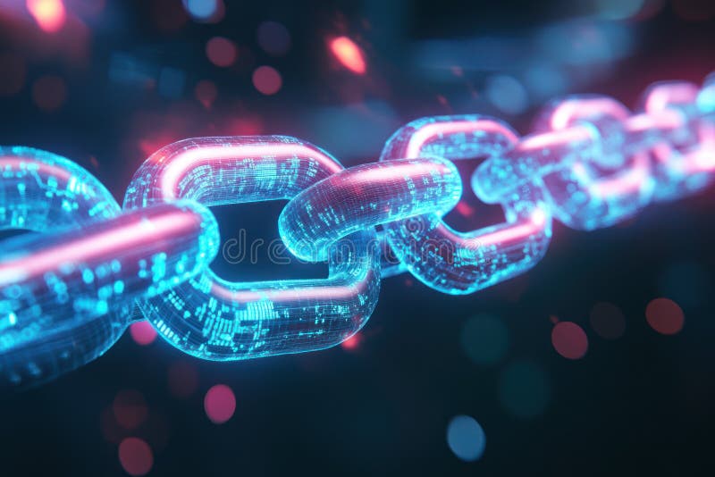 Digital Blockchain Network Concept with Glowing Chain Links and ...