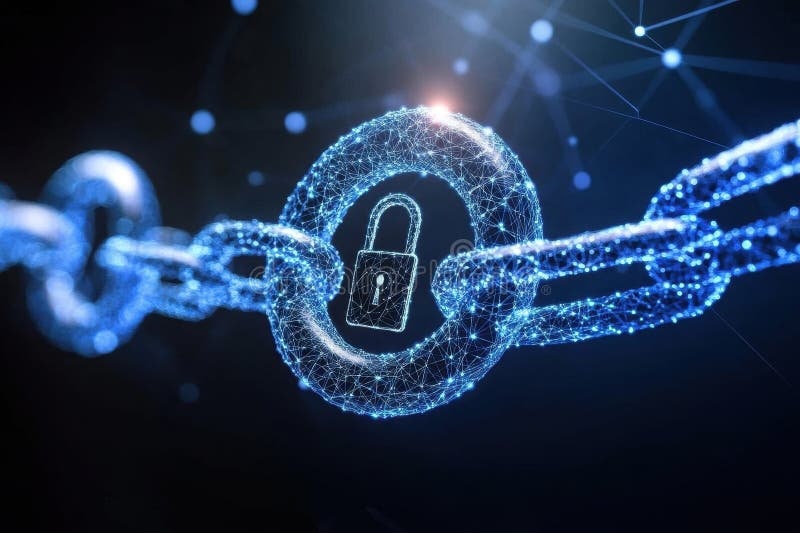 Digital Blockchain Network with Connected Nodes and Lock Symbol Stock Photo - Image of ...