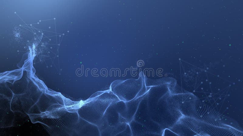 Digital Blockchain Network with Particles in Tech Cyber Space. Stock ...