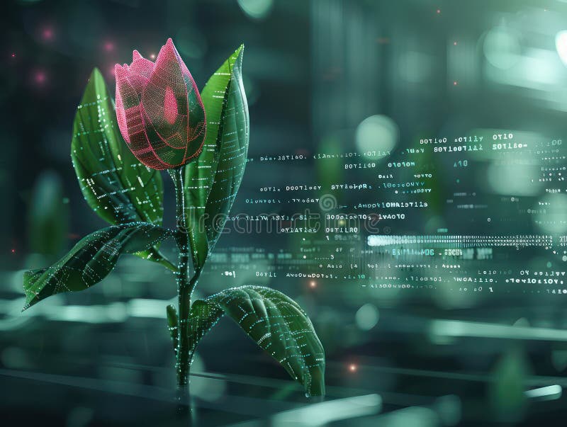 Digital Bloom a Symphony of Nature and Technology Futuristic Artificial ...