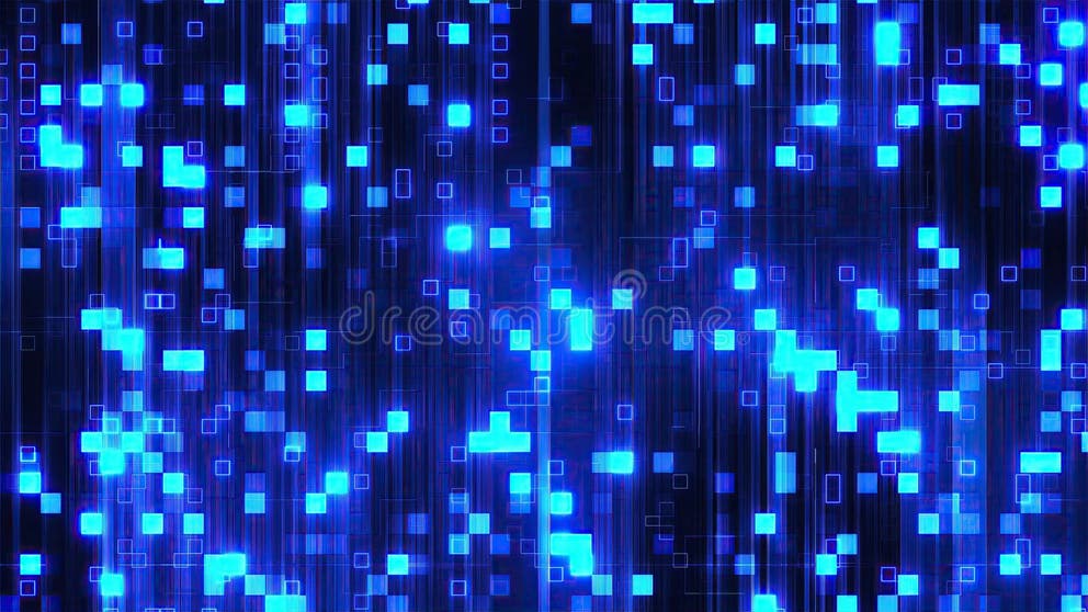 Digital Blue Backdrop with Blocks and Lines Stock Illustration ...