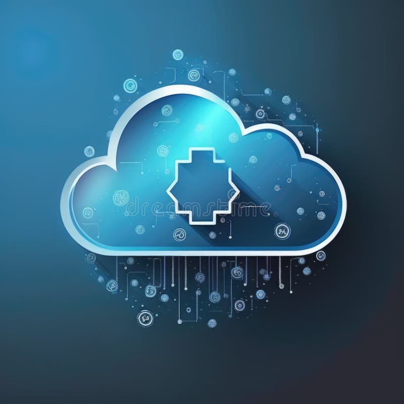 Digital Blue Cloud with Computer Circuit Board, Created Using ...