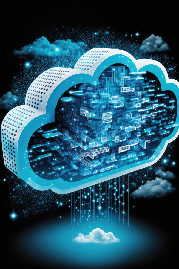 Digital Blue Cloud with Computer Circuit Board, Created Using ... Digital Blue Cloud with Computer Circuit Board, Created Using ...