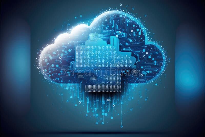 Digital Blue Cloud with Computer Circuit Board, Created Using Generative Ai Technology Stock ...