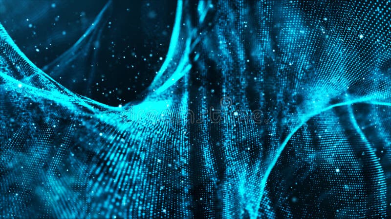 Digital Blue Color Particles Wave Motion Abstract Background Stock ...