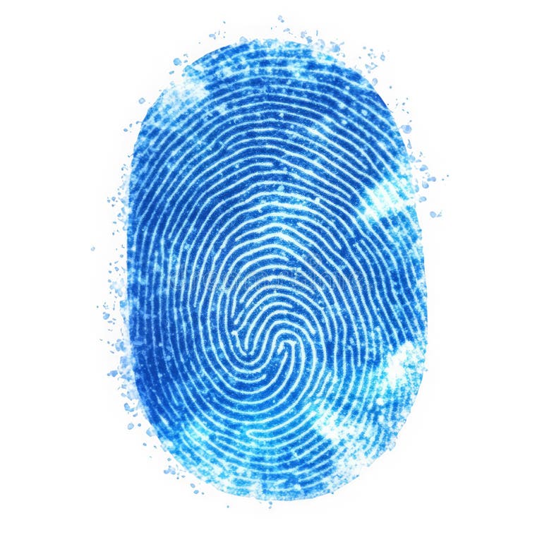 Digital Blue Fingerprint Scan with Glowing Biometric Element for ...
