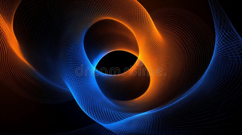 A Digital Blue and Gold Tech Circle Set Against a Dark Background ...