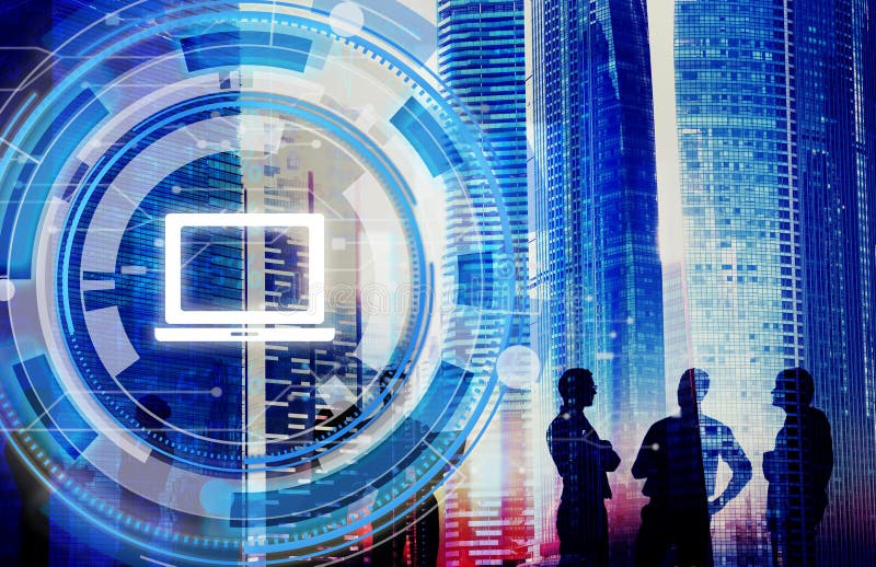 Digital Blue Hud Interface Laptop Concept Stock Illustration ...