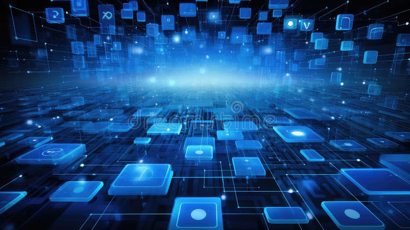 Digital Blue Internet Background Stock Illustration - Illustration of ...