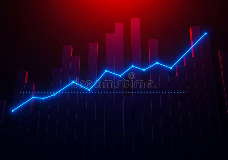Digital Blue Line Graph with Glowing Data Elements Stock Illustration ...