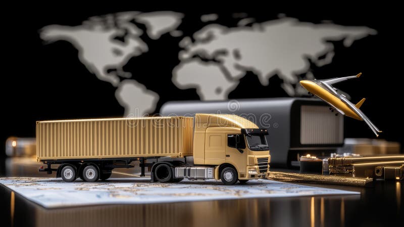 Digital Blue Map Showcasing a Global Transportation Network with Cargo ...