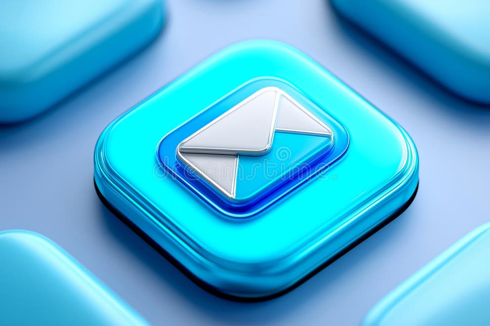 Digital Blue Messaging Icon with a Silver Envelope Symbol Representing ...