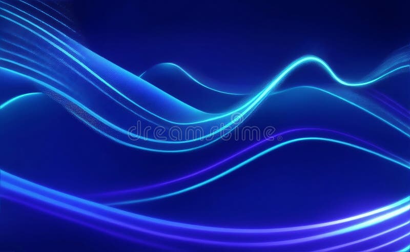 Digital Blue Neon Wave Background, Generative AI Illustration Stock ...