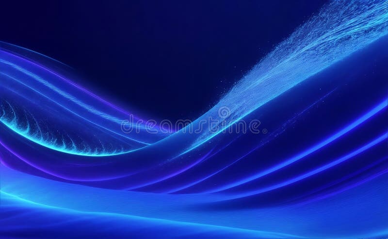 Digital Blue Neon Wave Background, Generative AI Illustration Stock ...
