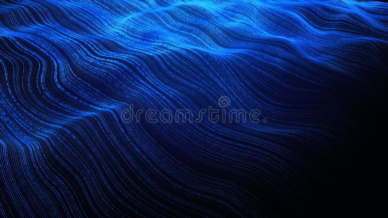 Digital Blue Particle Wave Abstract Background. 4K Movement Loop Stock ...