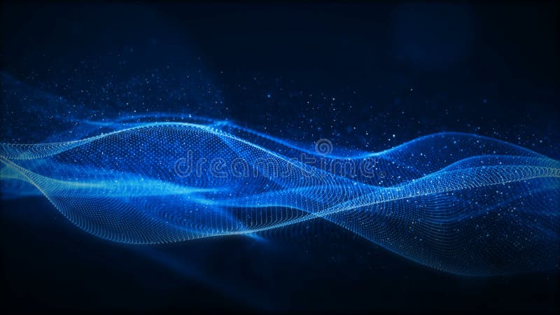 Digital Blue Particles Wave with Light Motion Abstract Background Stock ...