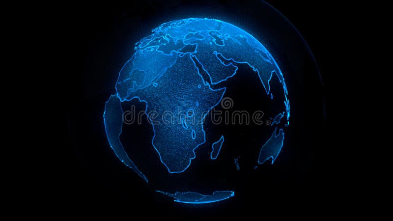 Digital Blue Planet of Earth. Globe with Shining Continents. 3D ...