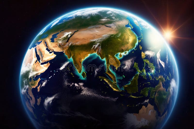 Digital Blue Planet Earth, Glowing Light Illustration Stock ...