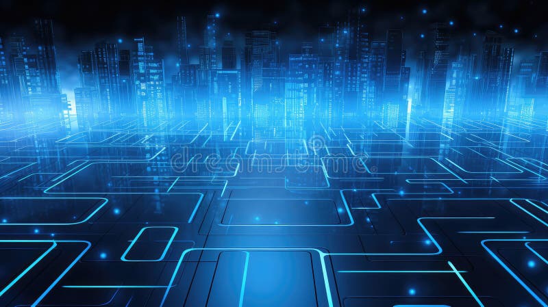 Digital Blue Technology Background Stock Illustration - Illustration of ...