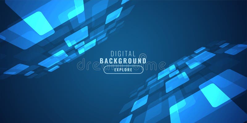 Digital Blue Technology Background with Perspective Design Stock Vector ...