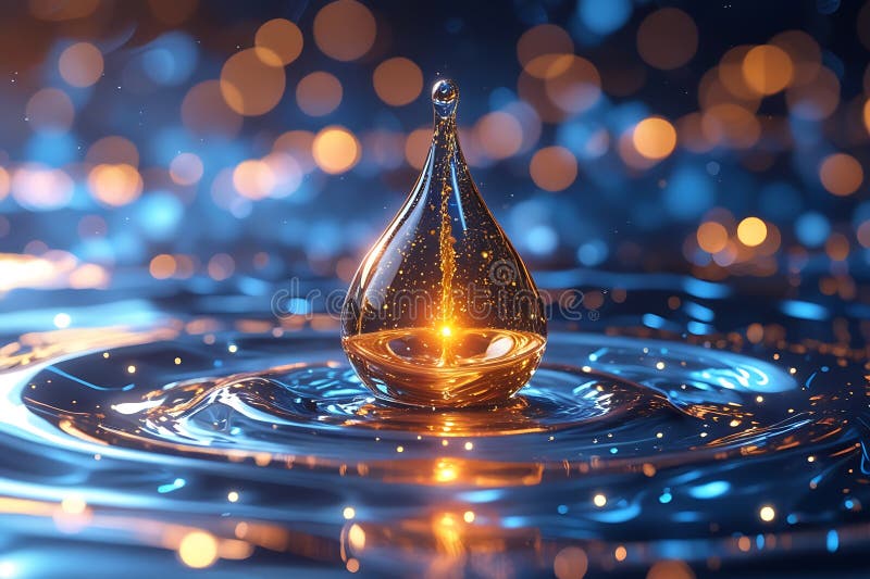 Digital Blue Water Drop Icon with Binary Code for Environmental ...