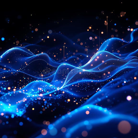 Digital Blue Waveform Pulses with an Ethereal Blue Glow Stock ...