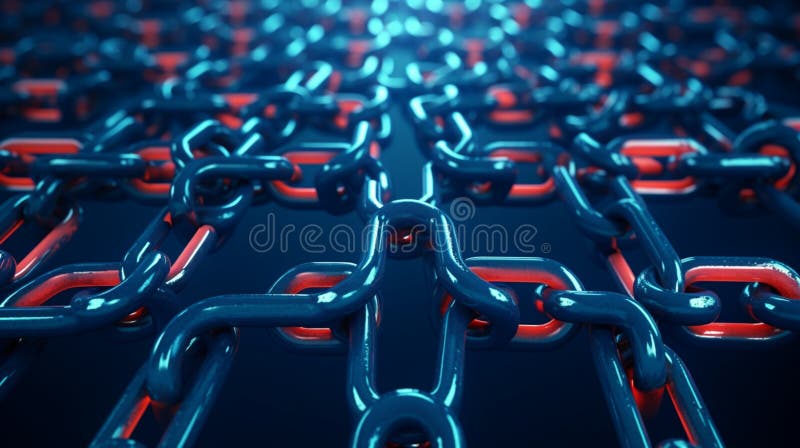 Digital Blue Web of Interconnected Chains - AI Generated Abstract ...