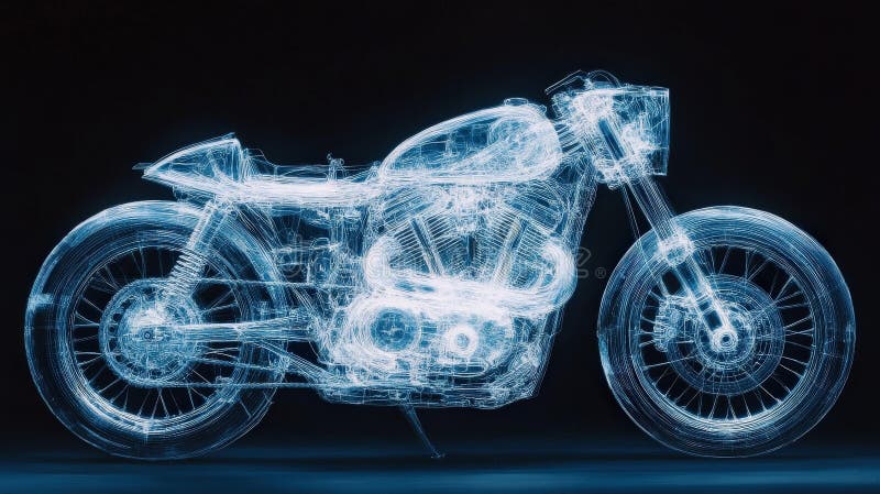 Digital Blueprint of Motorcycle Stock Illustration - Illustration of ...