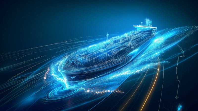 Digital Blueprint of a Ship in Motion Stock Photo - Image of trails ...
