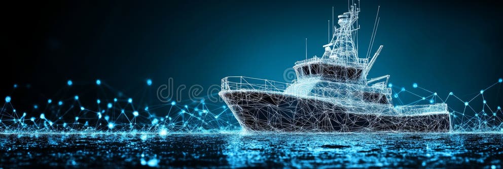 Digital Boat on Abstract Technology Background a Symbol of Innovation ...