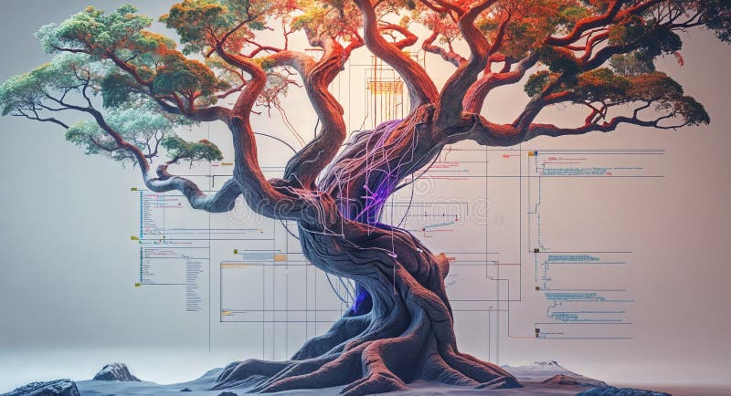 Abstract Bonsai Tree with Data Visualization for Tech Company Website ...