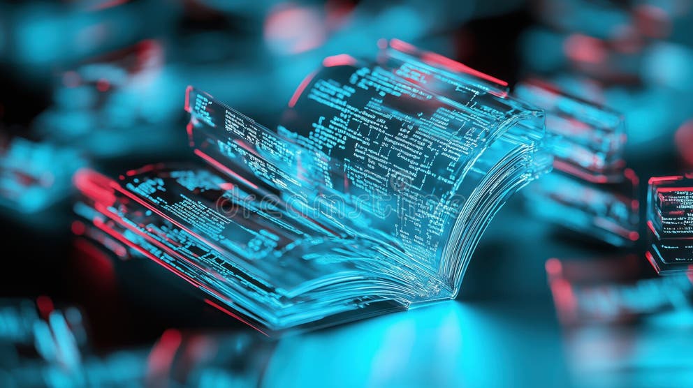 Digital Book with Glowing Code, Representing Technology and Knowledge ...