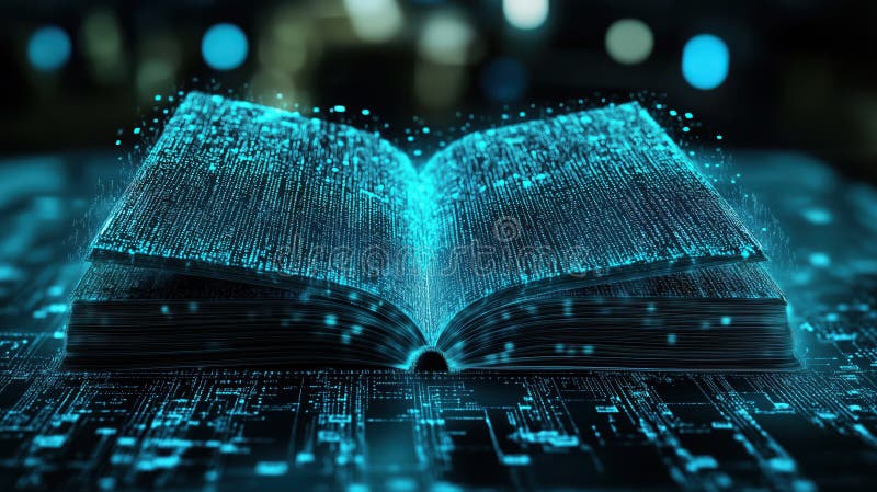 Digital Book, Glowing Pages, Data Visualization, Technology Concept ...